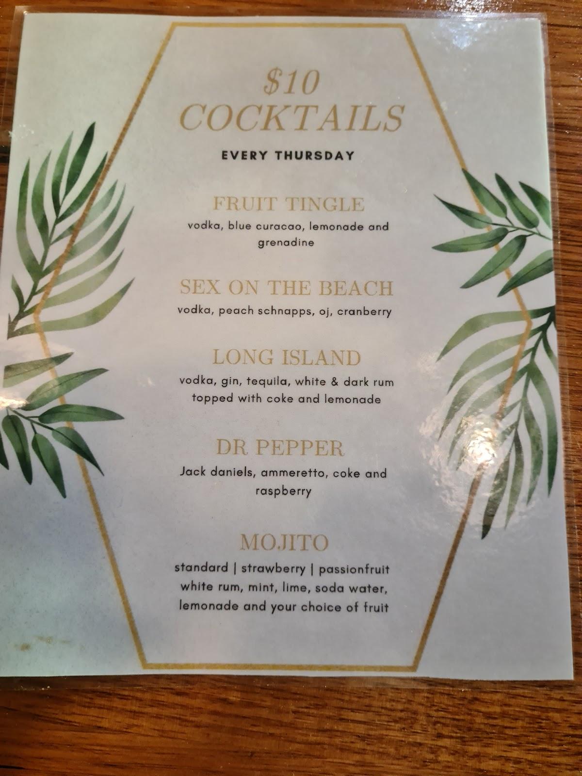 Menu at Live Lounge pub & bar, Wanneroo