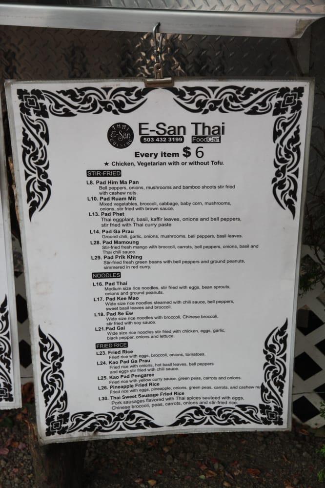 Menu at E-San Thai Cuisine Food Cart restaurant, Beaverton, SW Rose ...