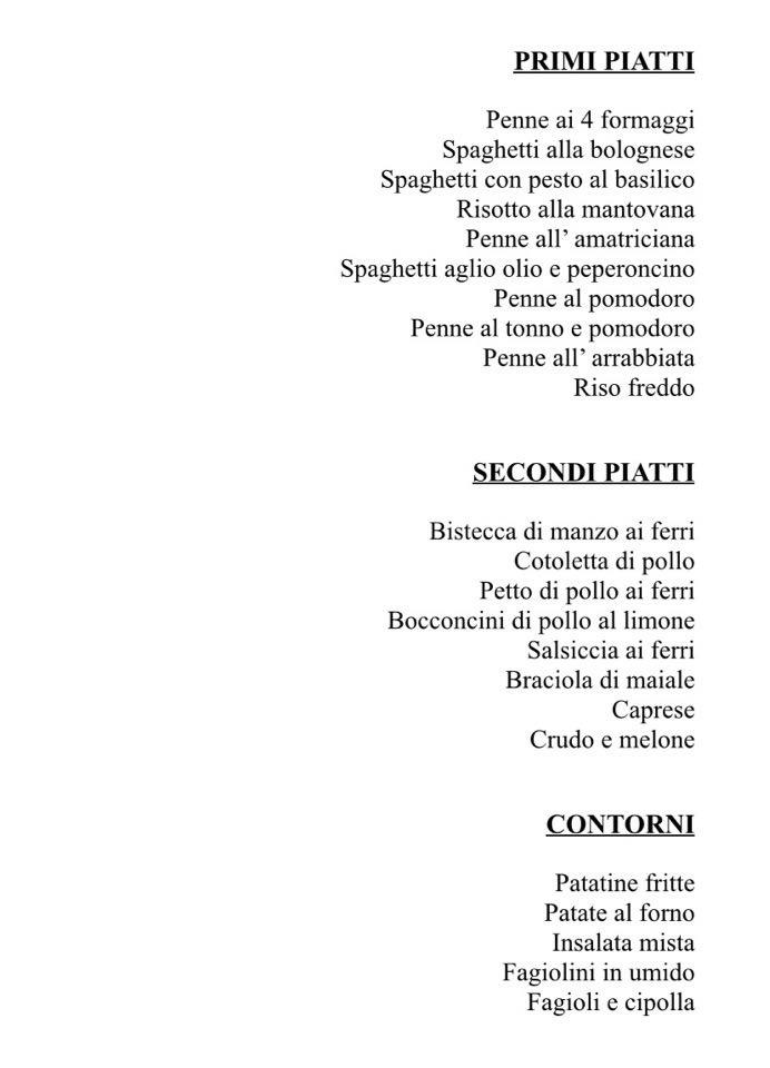 Carta de La Rustica Trattoria Bar, Borgovirgiliana