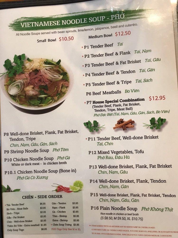Menu at Pho 24 DBA. Hoang Toan Restaurant, Duluth