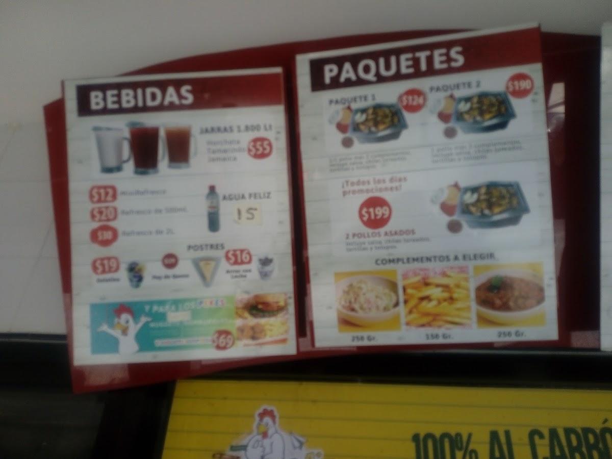 Menu at Pollo Feliz Zaragoza restaurant, Saltillo, Blvd. Solidaridad 143