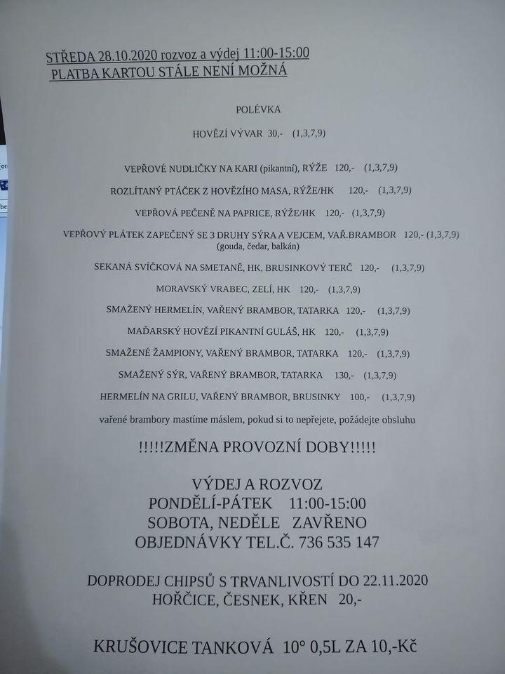 Menu at RKDM restaurant, Milovice, 3-Mladá