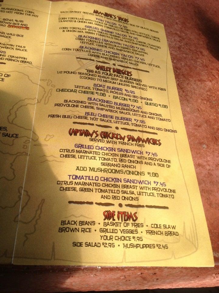 Menu at Shipwreck Grill pub & bar, Bryan