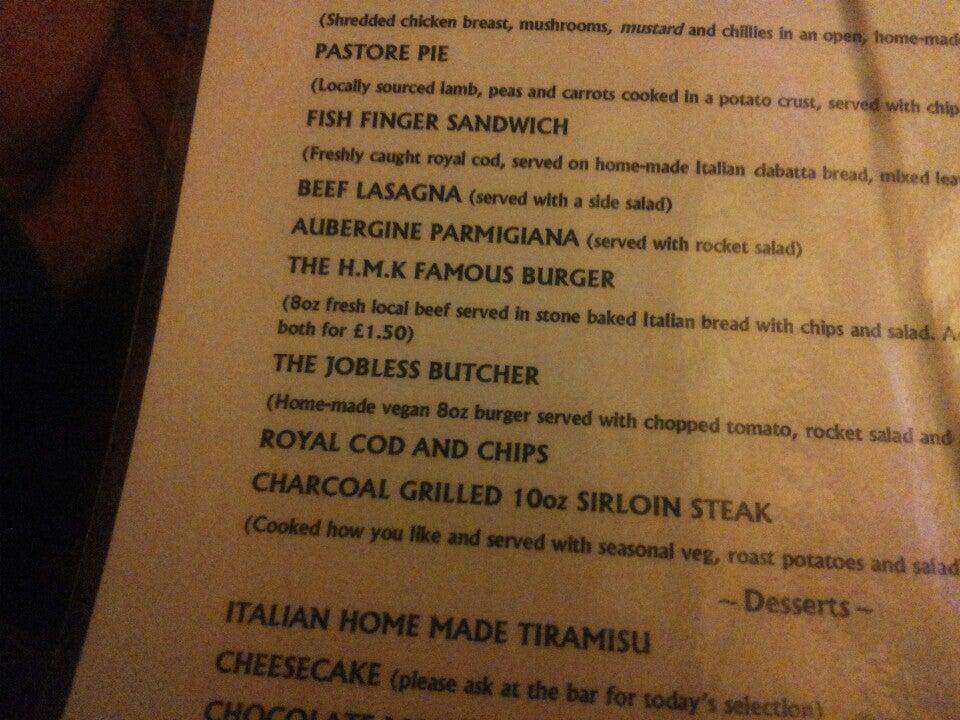 Menu at The Haymakers pub & bar, Cambridge