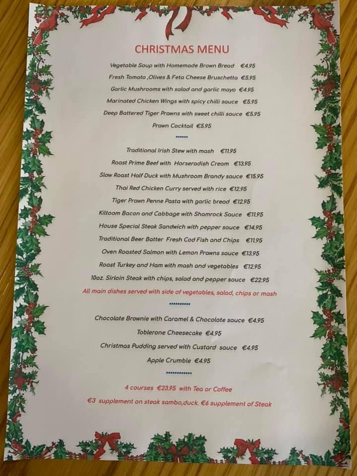 Menu at Athlone Golf Club Restaurant & Bar Athlone, Ireland