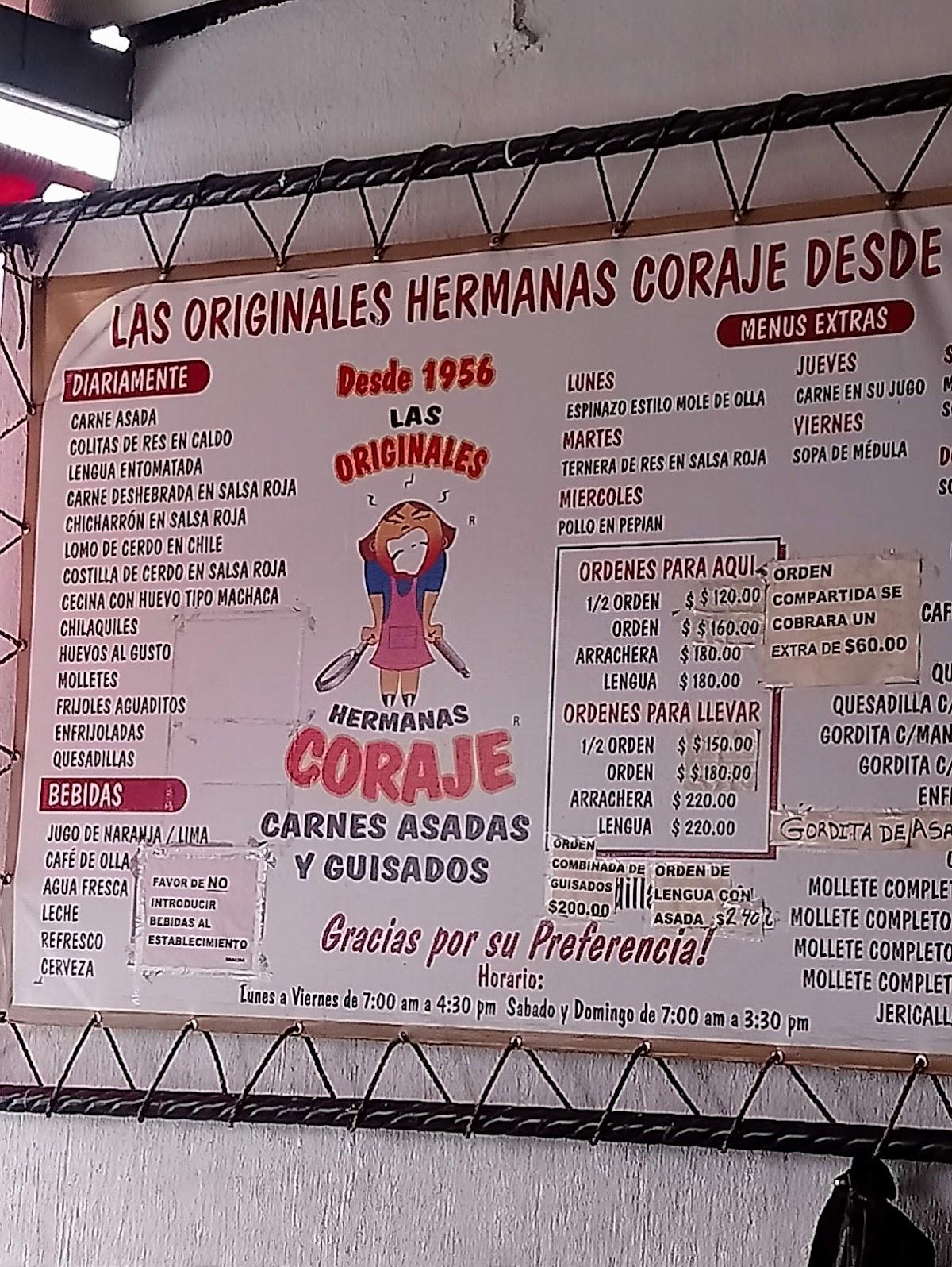 Carta del restaurante Las Originales Hermanas Coraje "Chicago ...