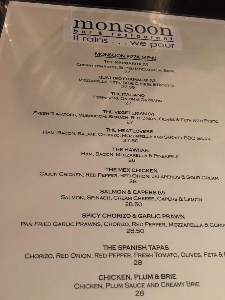 Menu at Monsoon Restaurant, Franz Josef Glacier