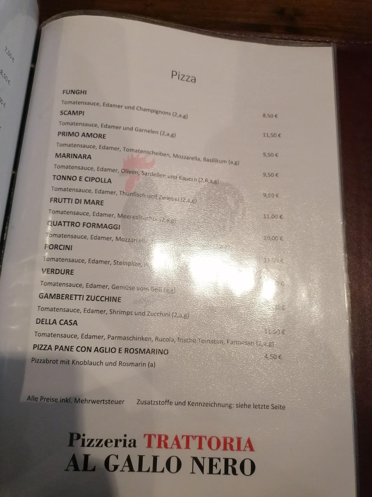 Speisekarte von Pizzeria Trattoria al Gallo Nero, Cham