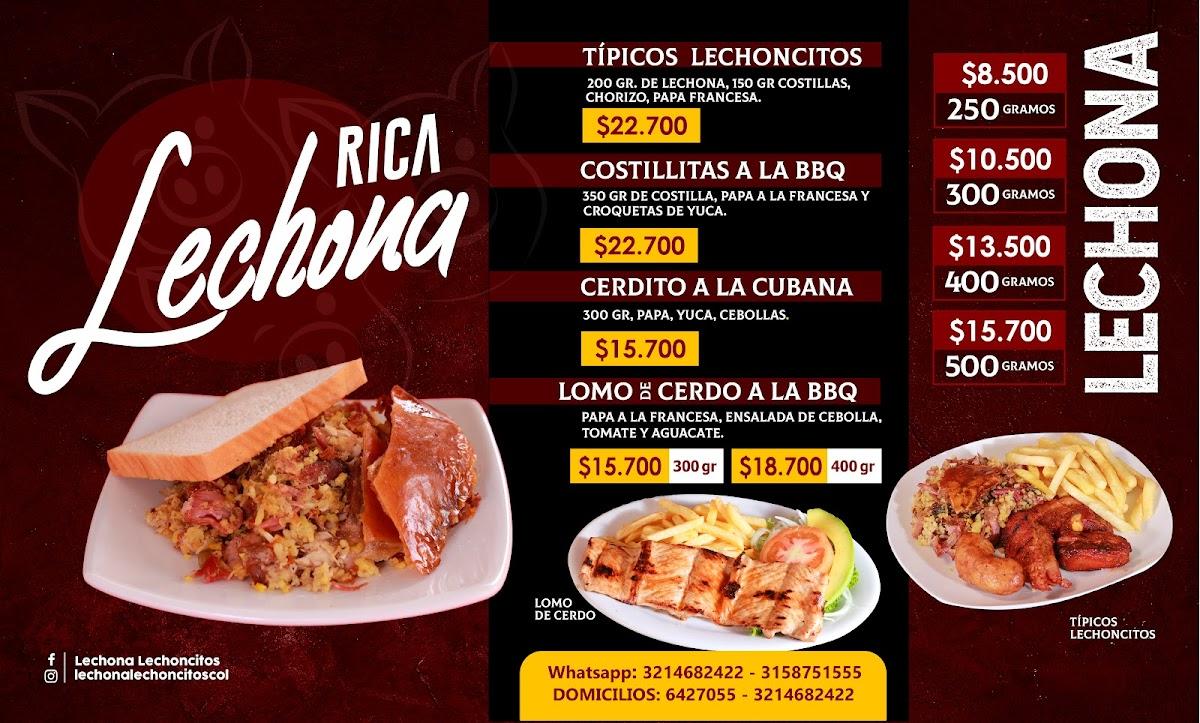 Carta de Restaurante Lechoneria Lechoncitos Pabón, Bucaramanga