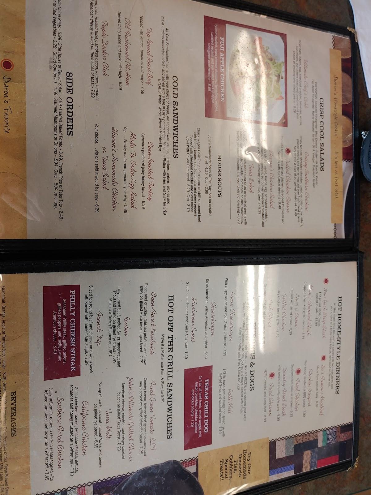 Menu at Sharon's Homestyle Cookin' restaurant, Orlando