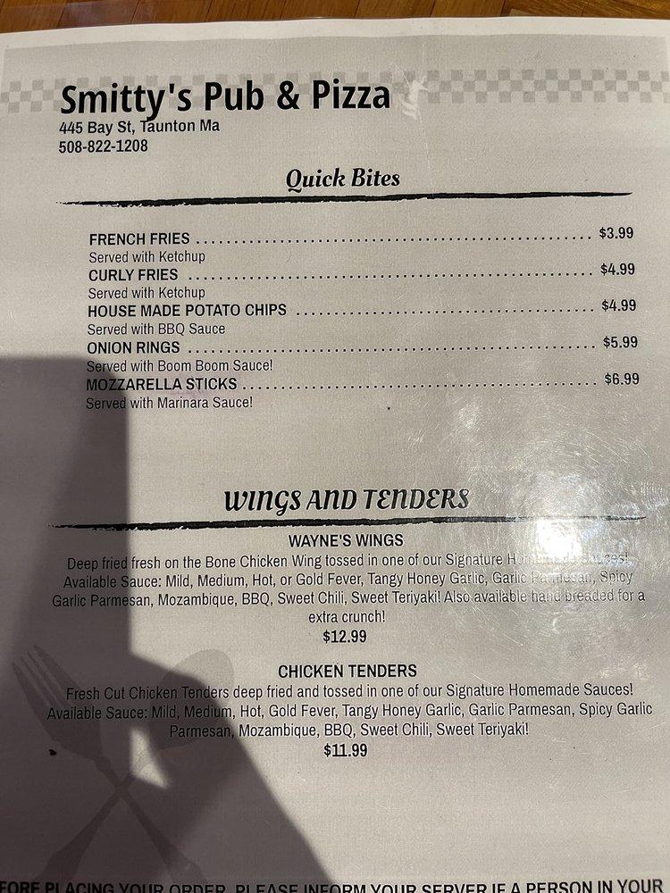 Menu at Smitty's Pub & Pizza, Taunton