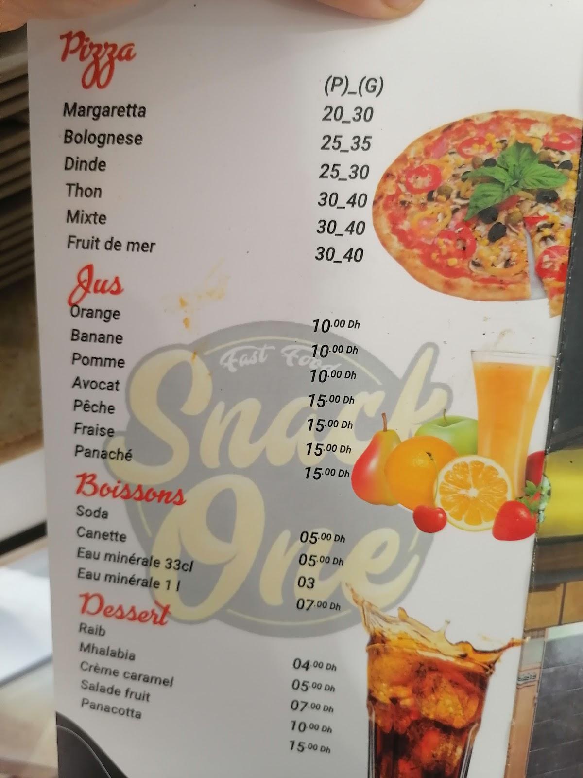 Speisekarte von Snacks One restaurant, Bouarfa