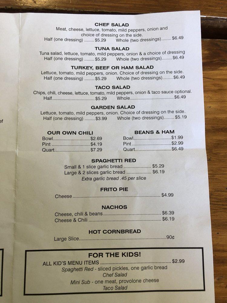 Menu at Sub Shop Deli restaurant, Webb City