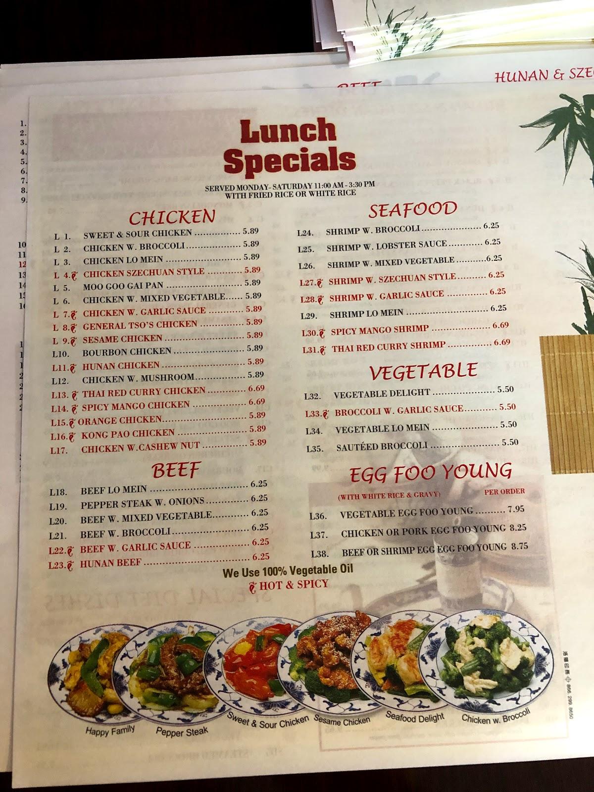 Menu at Eastern Chinese Kitchen restaurant, Grafton