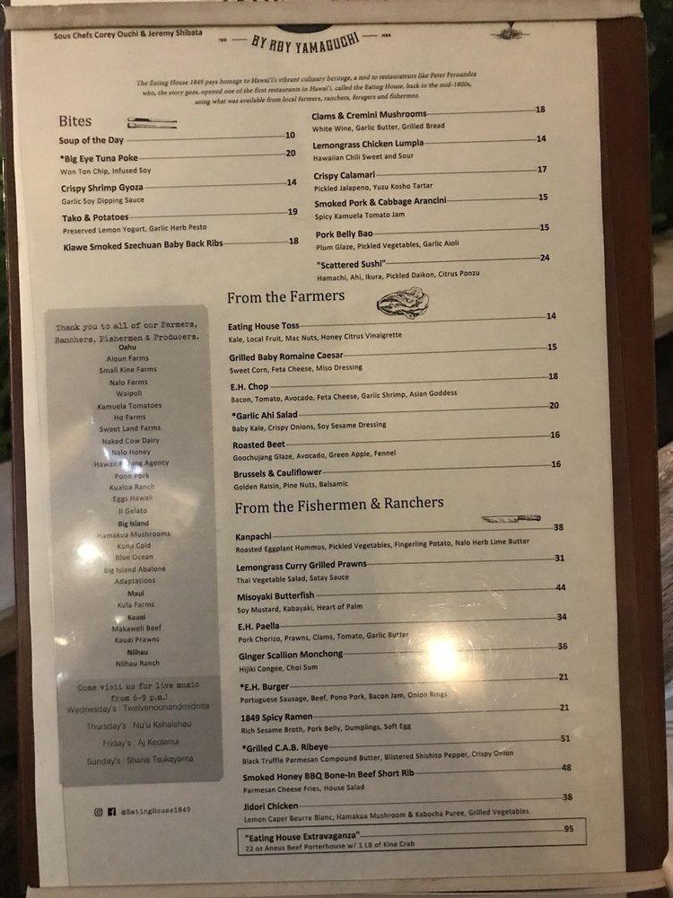 Menu at Eating House 1849 Waikiki - International Market Place ...