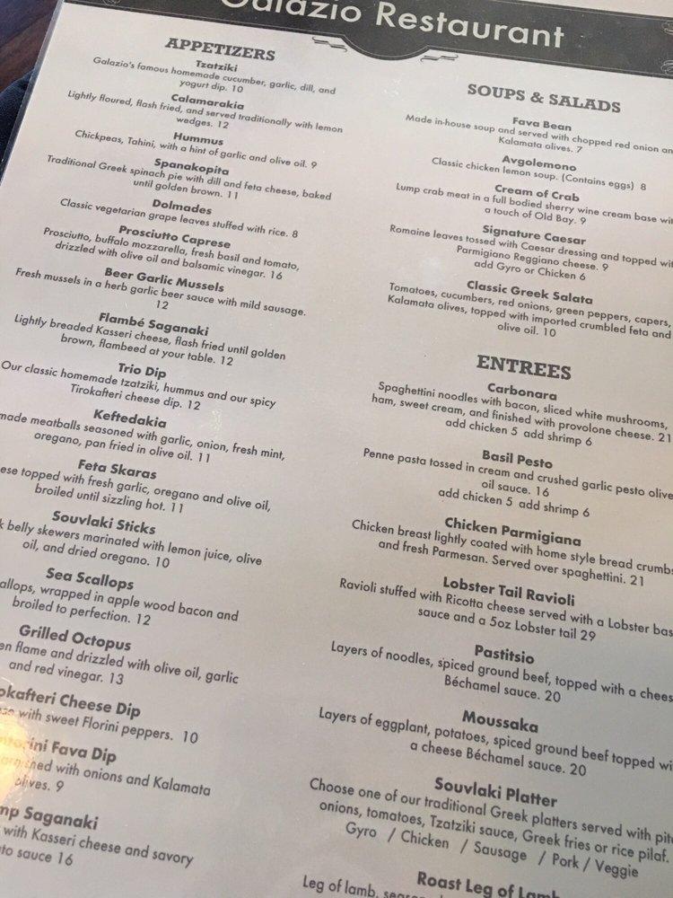 Menu at Galazio Restaurant & Bar, La Plata