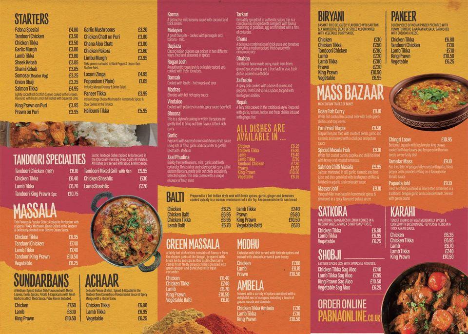 Menu at Pabna Restaurant, Leek