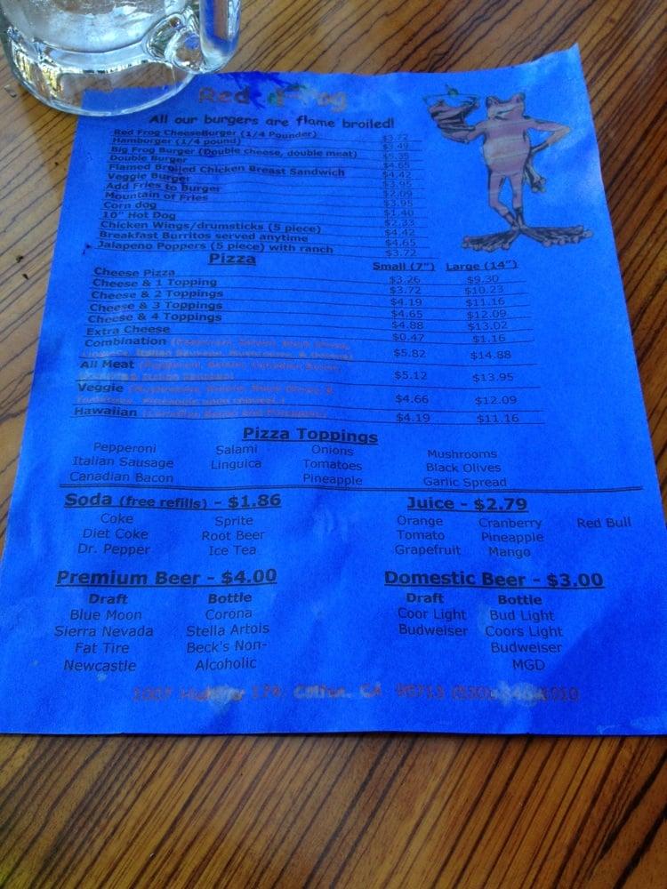 Menu at Red Frog pub & bar, Colfax