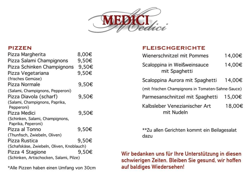 Speisekarte von Ristorante Medici restaurant, Kaiserslautern