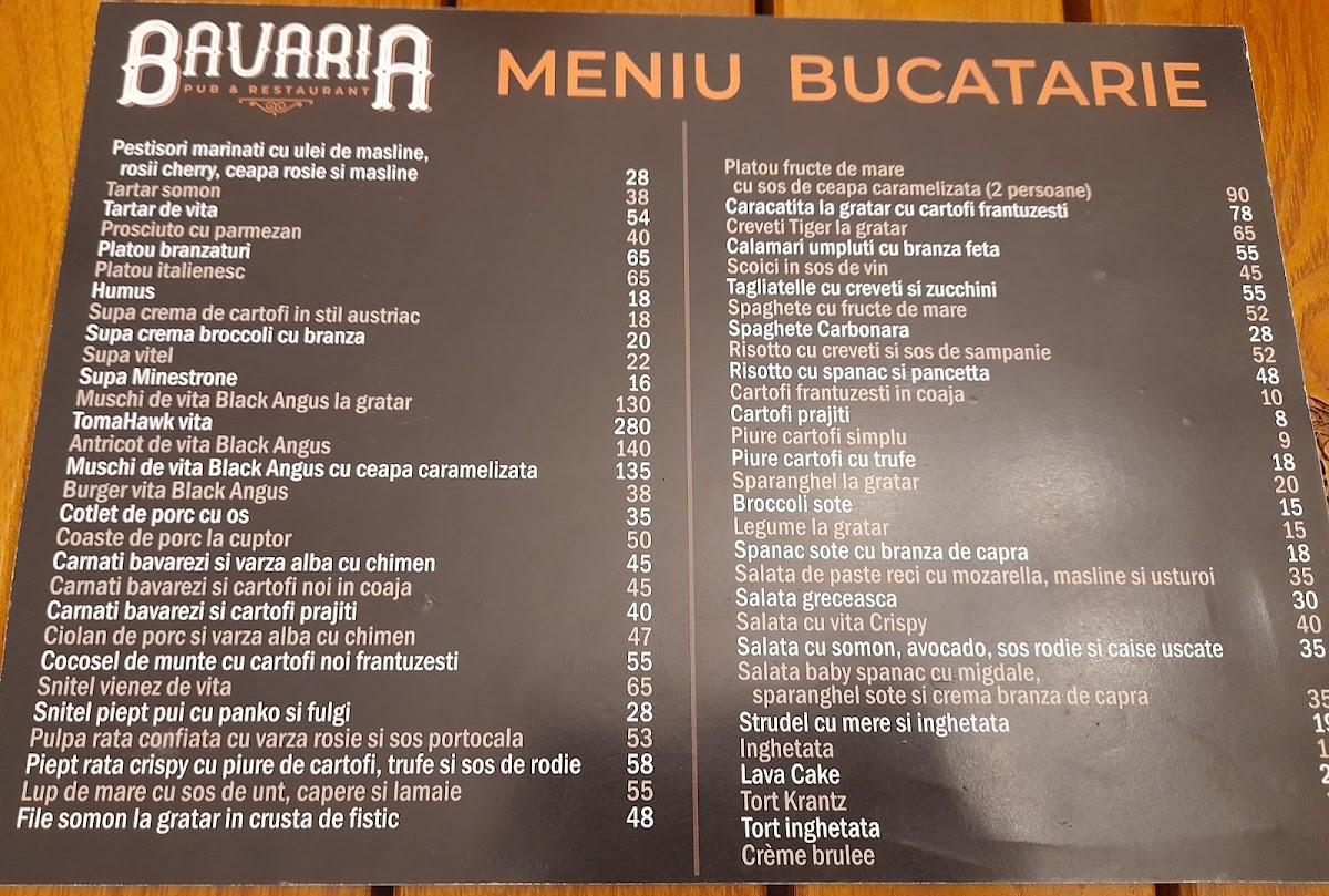 Menu at BAVARIA Pub&Restaurant, Bucharest