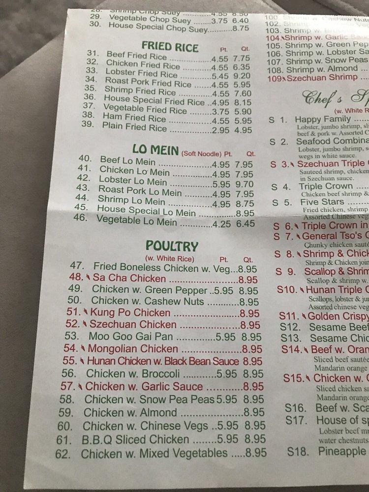 Menu at China King restaurant, Union