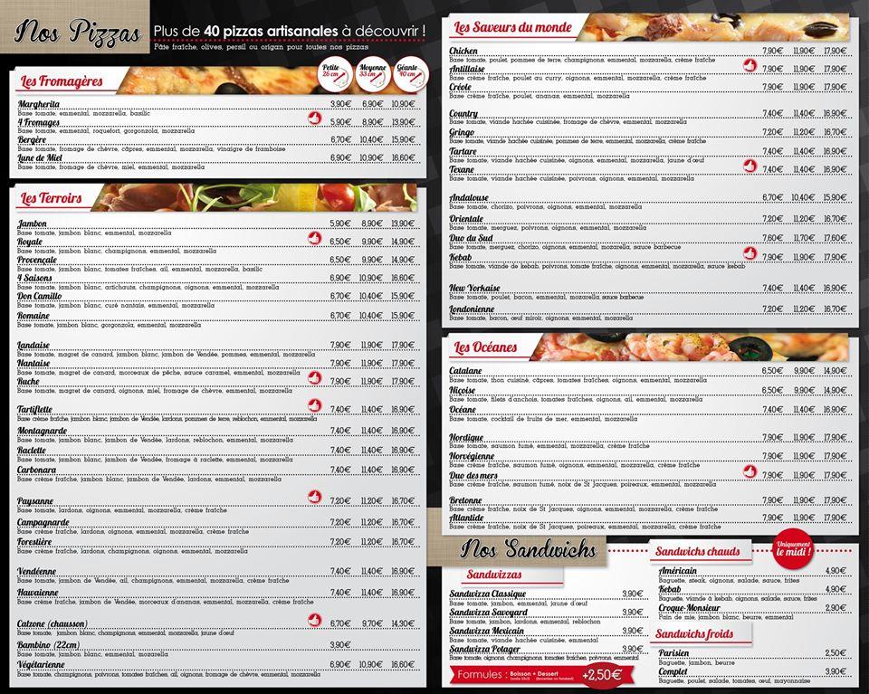 Carta del restaurante Le four à pizza, Carquefou