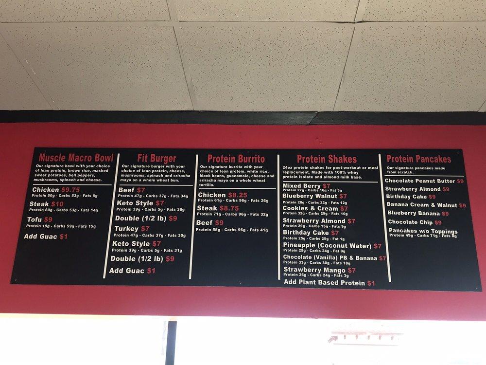 Menu at Muscle Macros Meal Prep pub & bar, Los Angeles