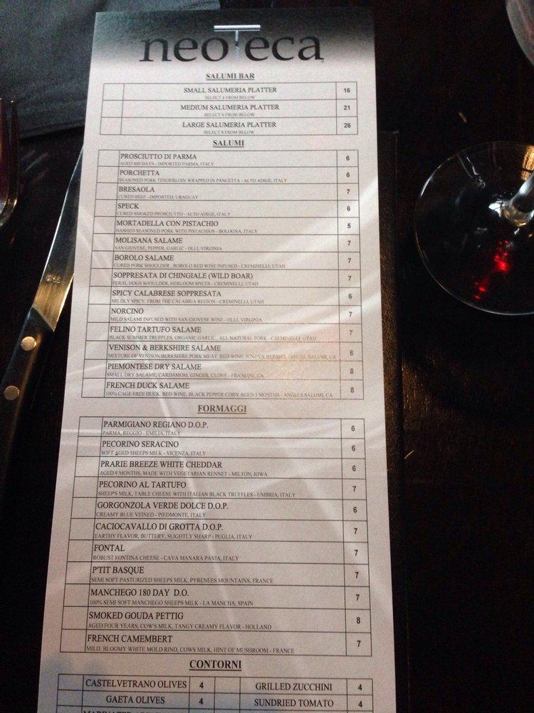 Menu at Neoteca pub & bar, Barrington