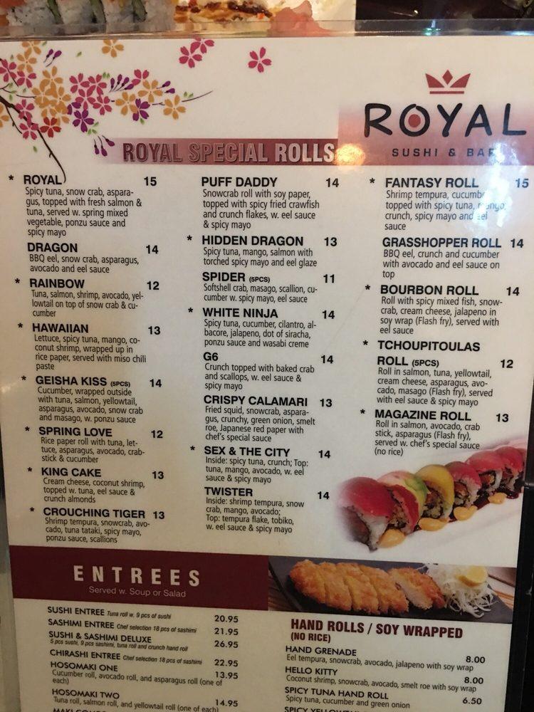 Menu at Royal Sushi & Bar, New Orleans, Royal St