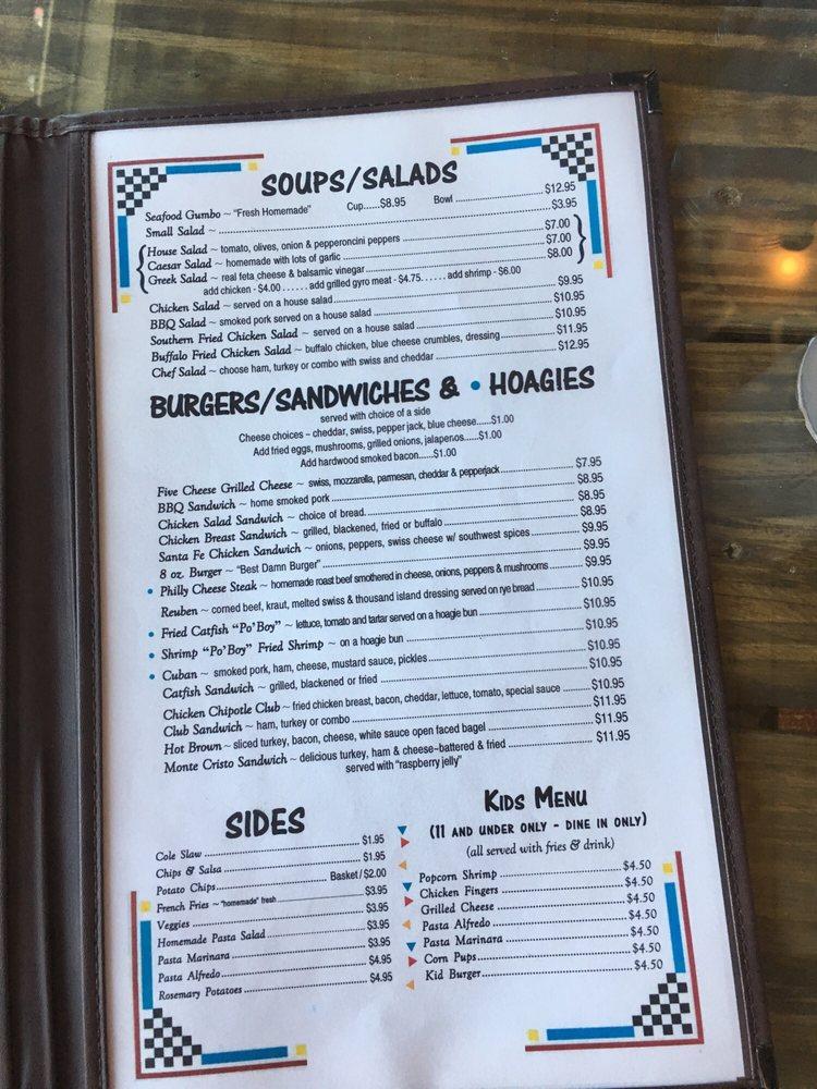 Menu at DamnYankees restaurant, Heflin