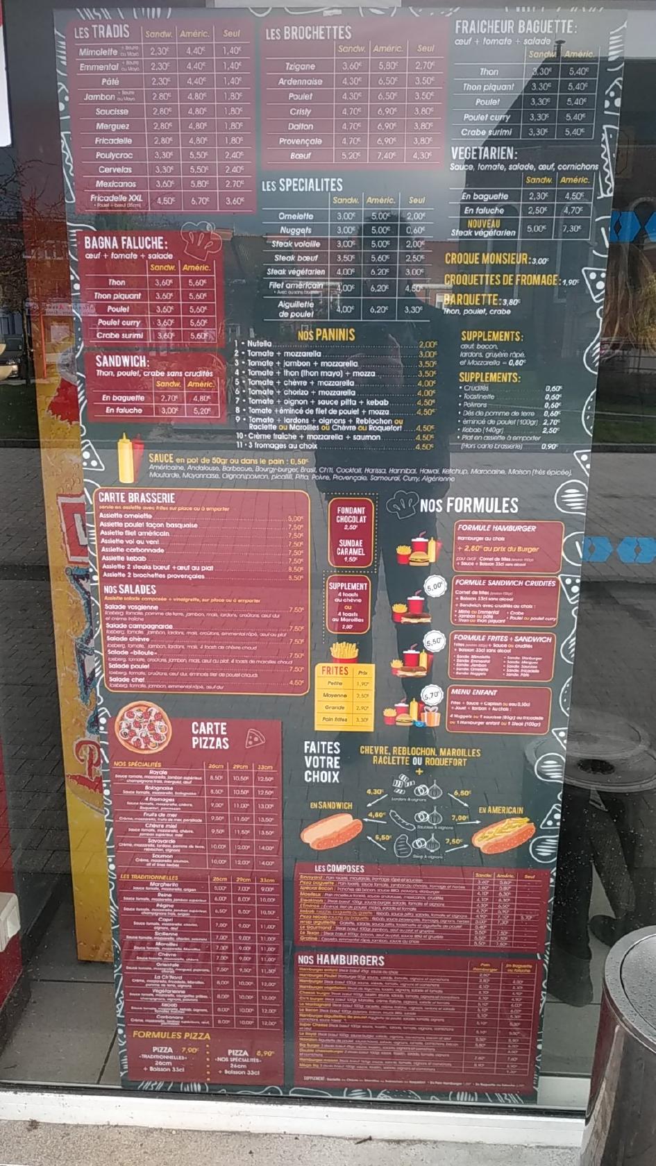 Menu au Frites en Nord fast food, Somain