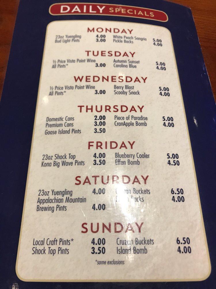 Menu at Kickback Jack's High Point pub & bar, High Point