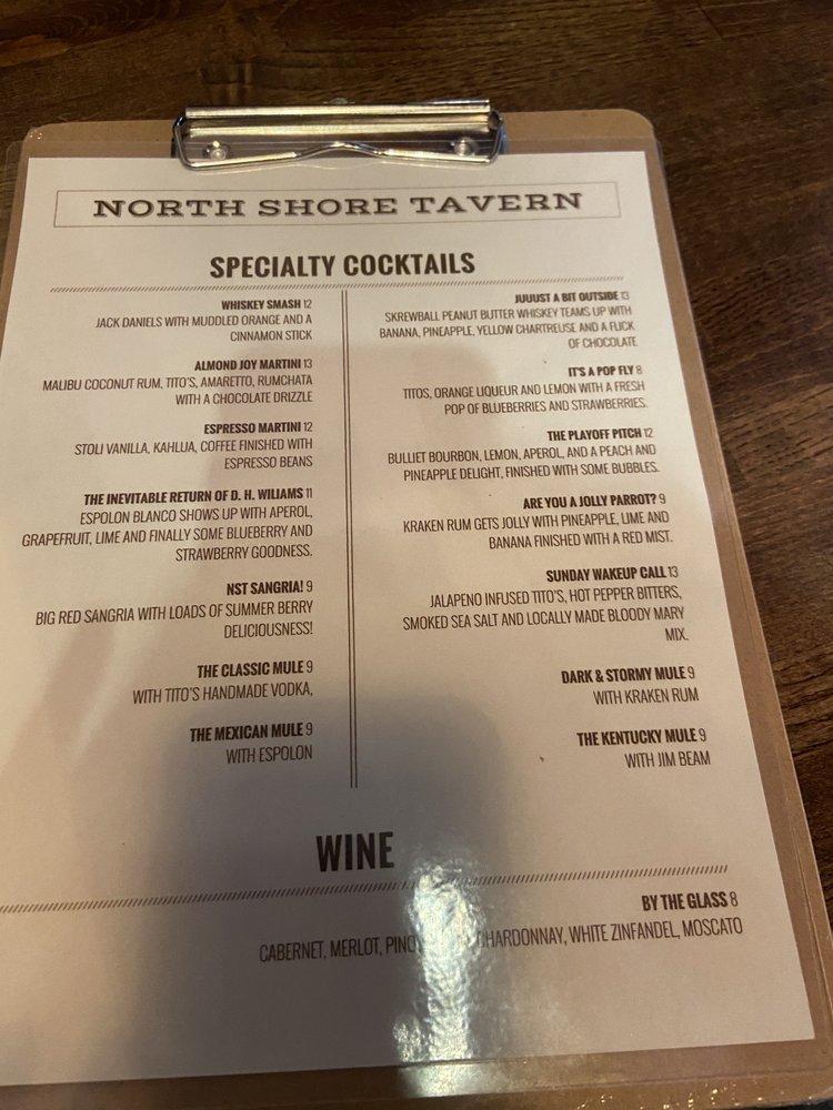 Menu at North Shore Tavern pub & bar, Pittsburgh