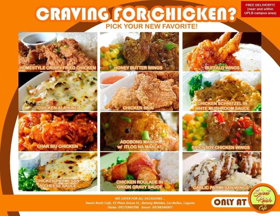 Menu at Sweet Keish restaurant, Los Baños