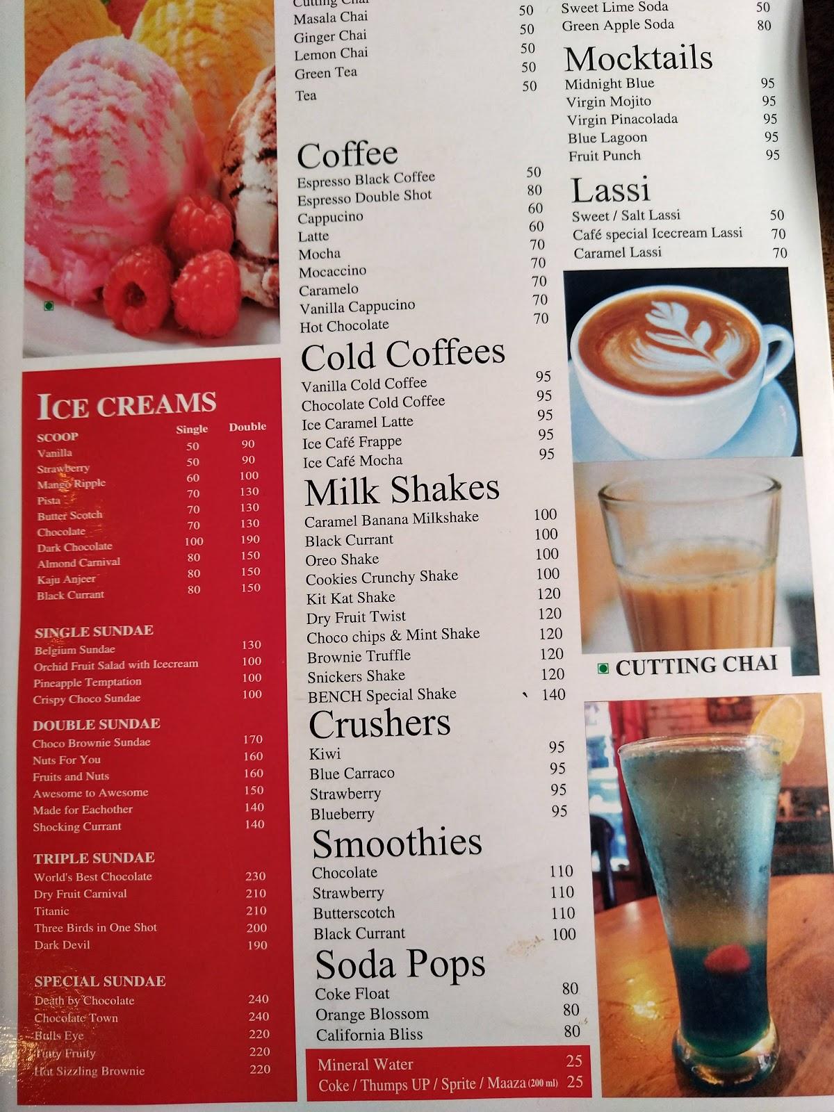 Menu at Bench Cafe & Restaurant, Hyderabad