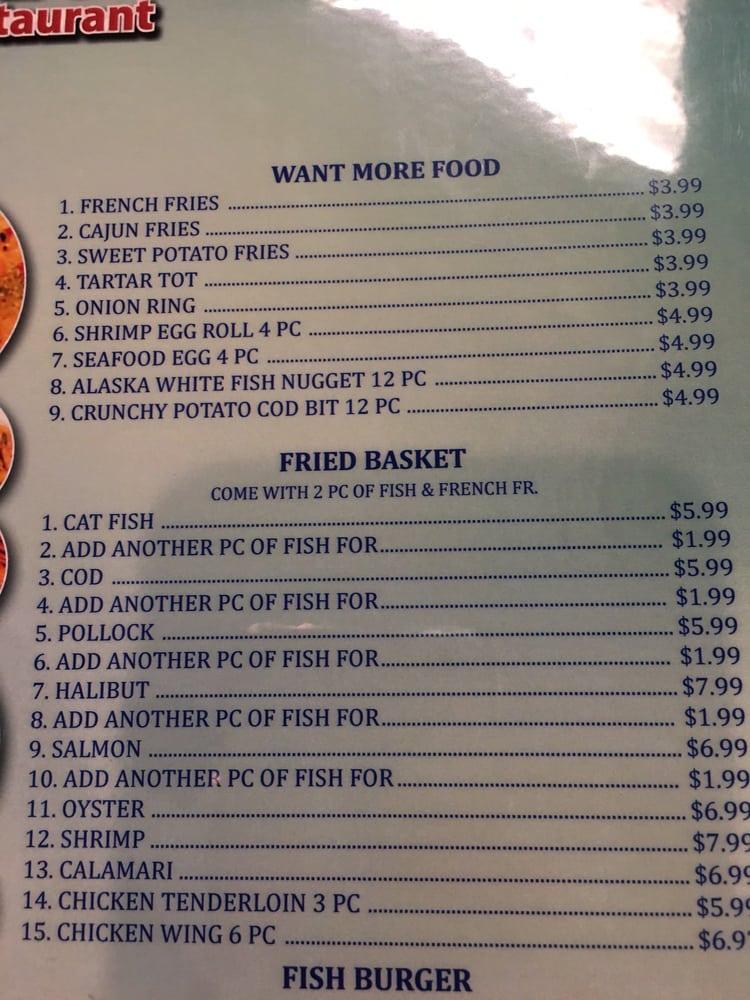 Menu at Crawfish Chef restaurant, Kent