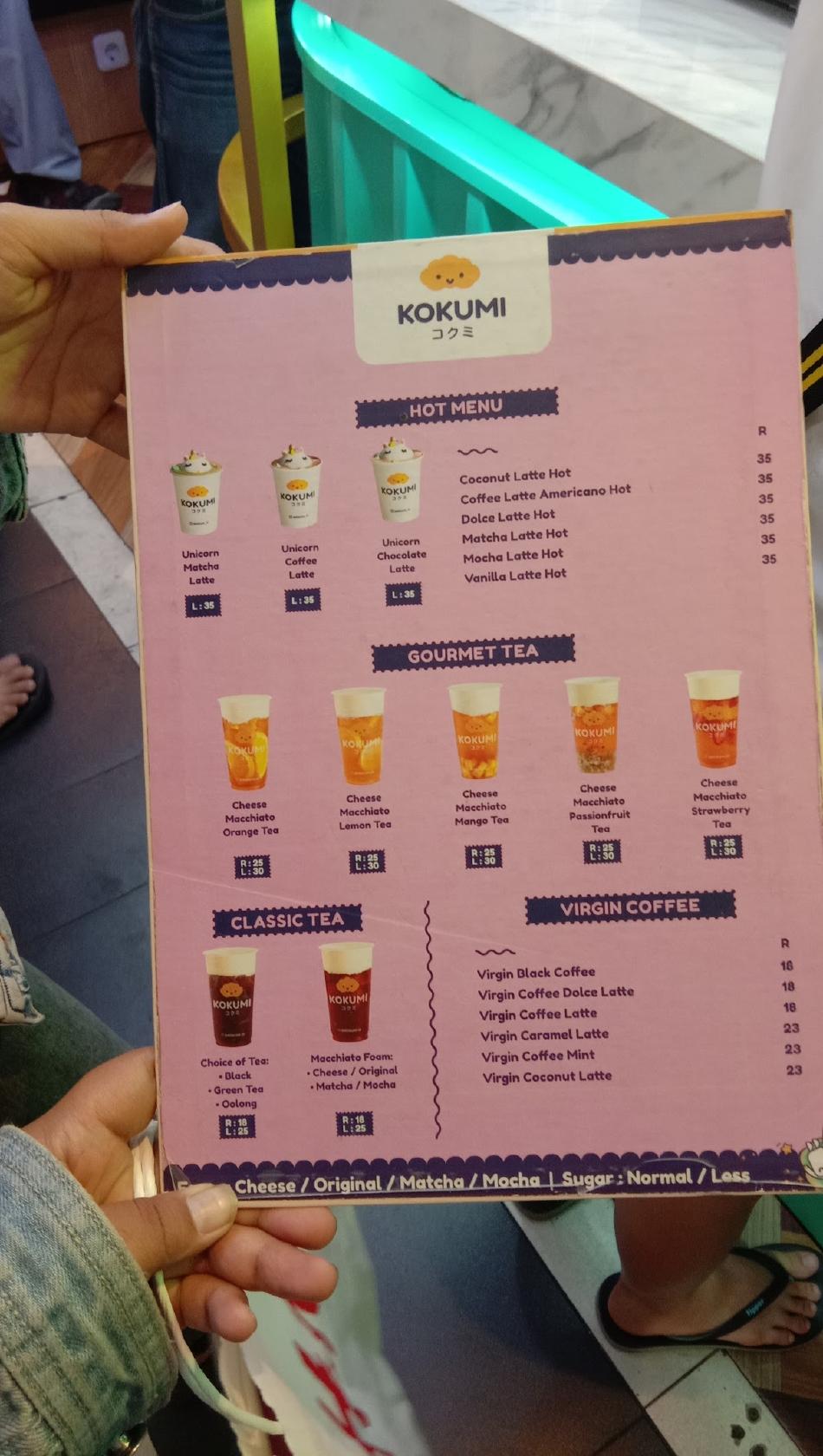 Carta del café Kokumi - PTC Surabaya, Surabaya, Pakuwon Trade Center