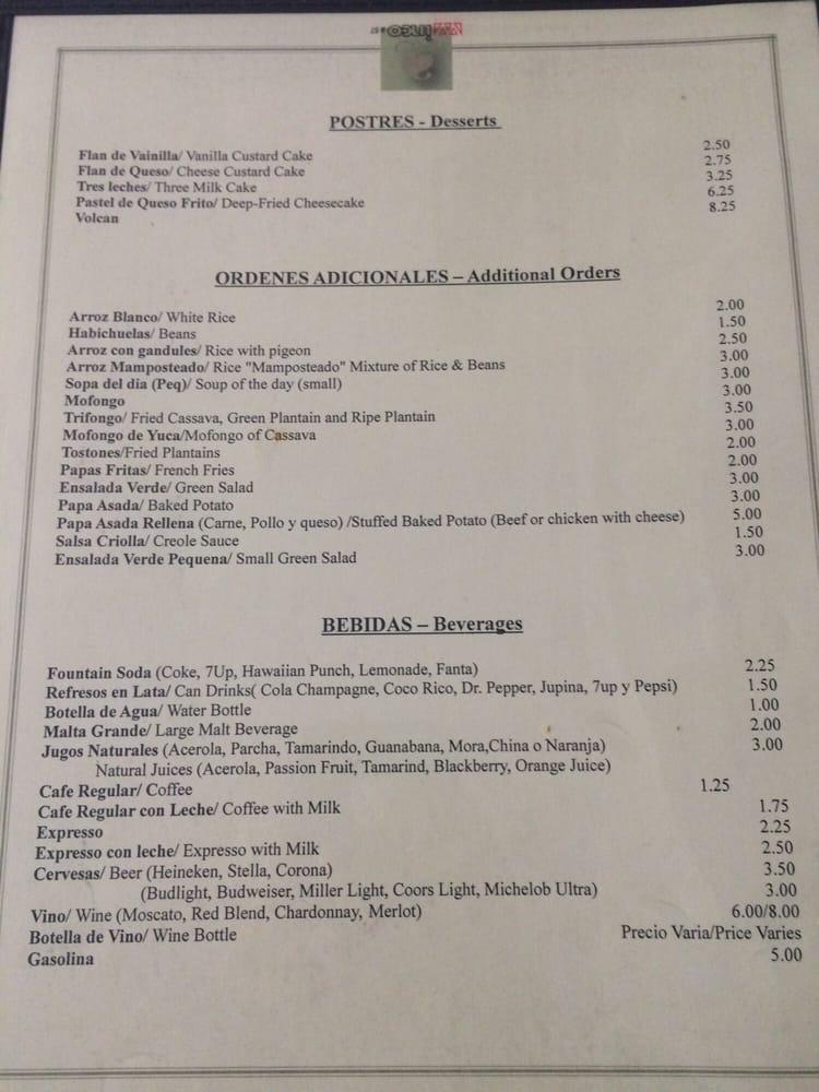 Menu at Miguelo's Cafe & Bar, Kissimmee