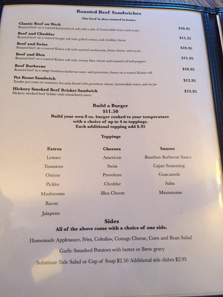 Menu at Beef & Brew restaurant, Geneva