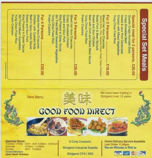 Menu at Good Food Direct restaurant, Bridgend