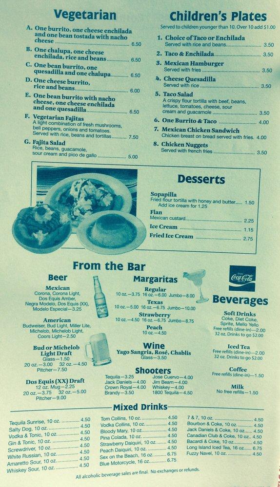 Menu at Little Mexico Mexican Restaurant, Big Stone Gap, Neeley Rd