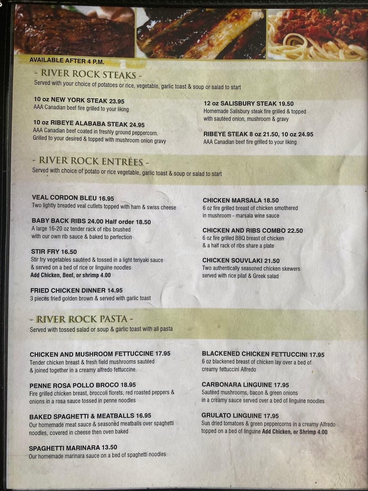 Menu at River Rock Grill restaurant, Drayton Valley