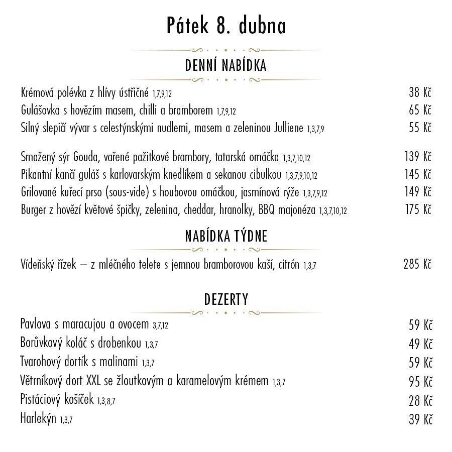 Menu at Stodola Herink Restaurant, Herink