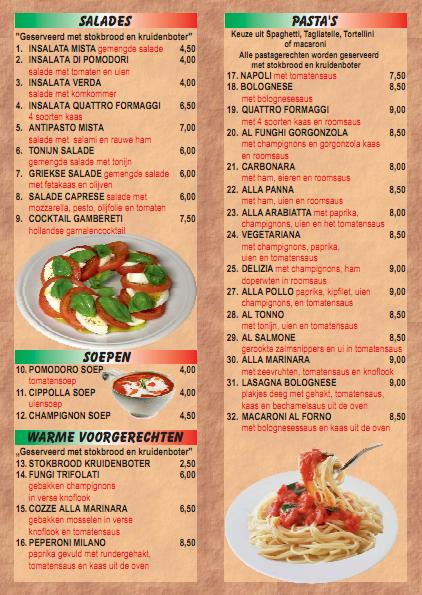 Menu at Pizzeria Palermo, Baarlo