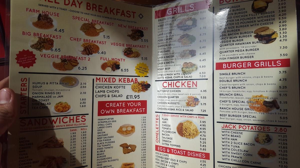 Menu at Chefs Delight cafe, London, 69 Sydenham Rd