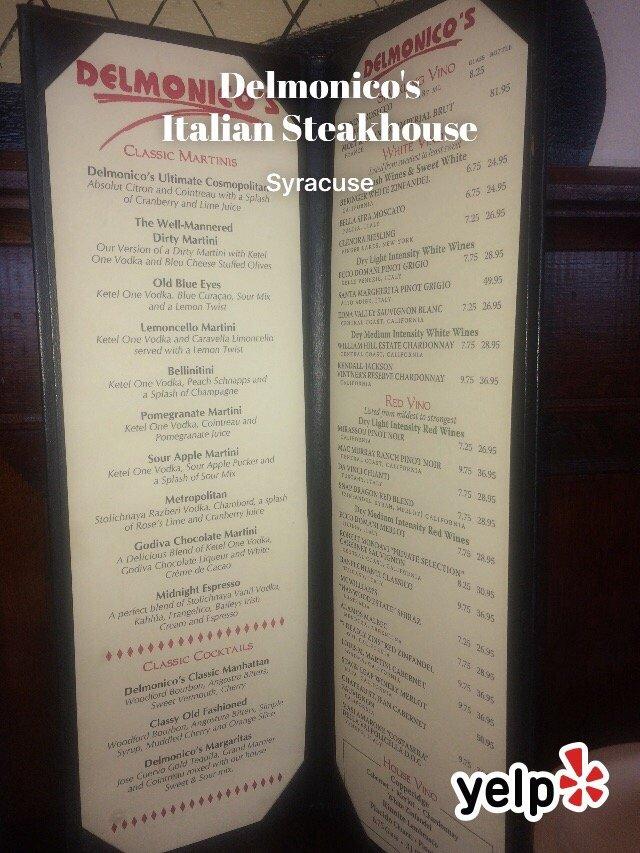 Menu at Delmonico's Italian Steakhouse, Syracuse