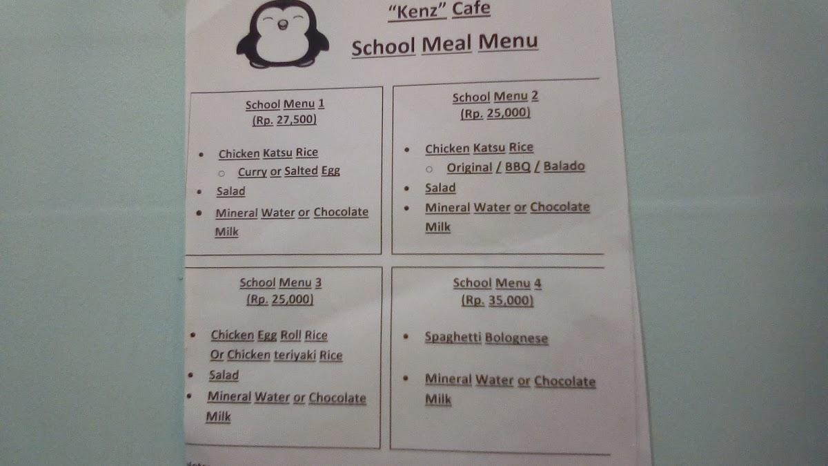 Menu at Kenz Cafe, West Jakarta