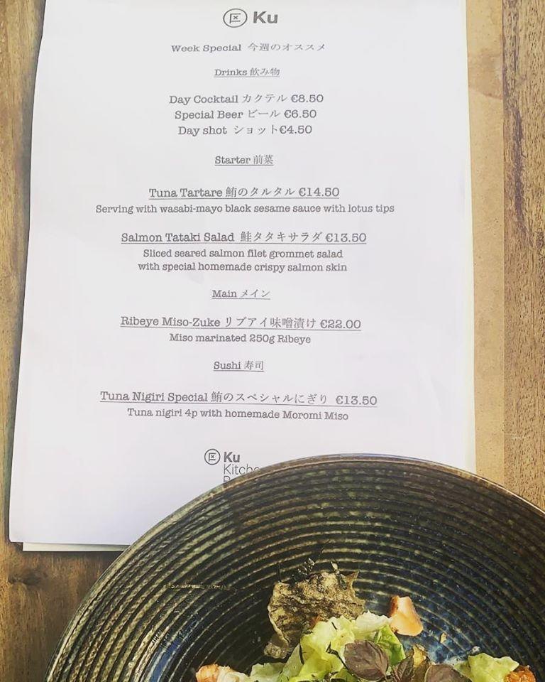Menu at Ku Kitchen & Bar, Amsterdam