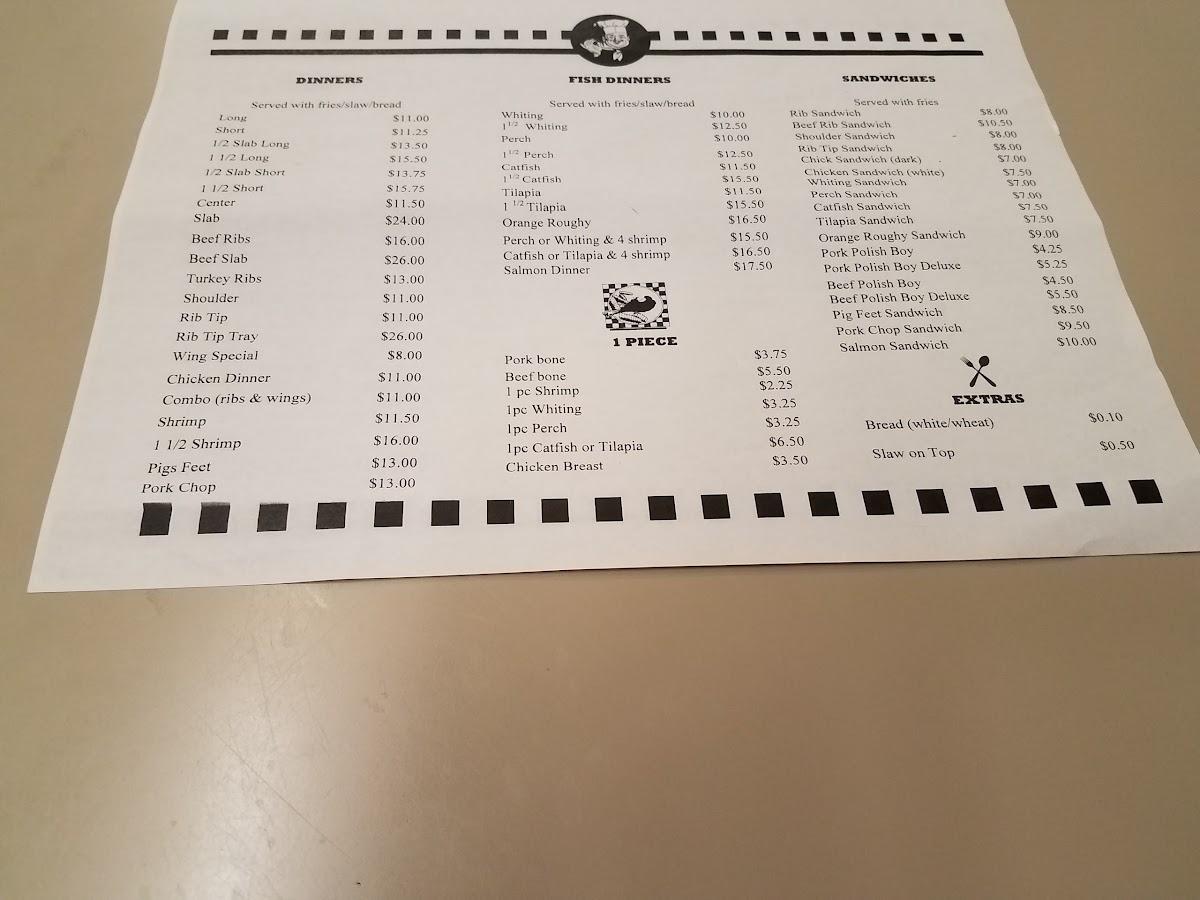 Menu at Mt Pleasant Bar-B-Q, Cleveland