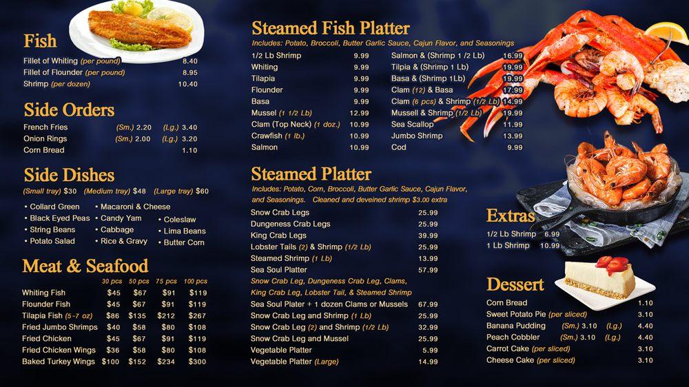 Menu at Sea Soul Seafood restaurant, Philadelphia